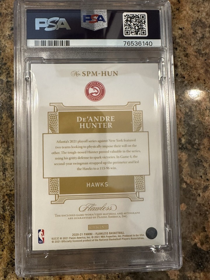 2020-21 Flawless DeAndre Hunter 02/15 Autograph Patch HAWKS Game Worn | eBay