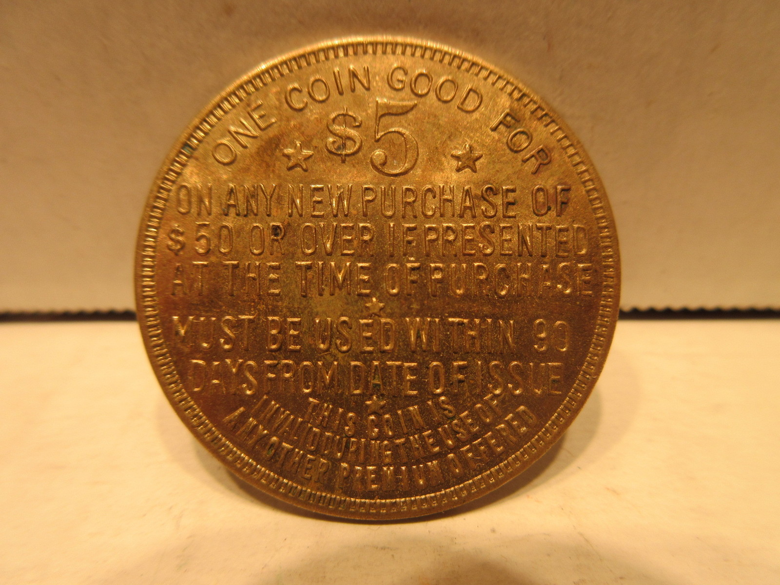 Gold Star Club Member $5 Coin Token Home Furnishing Store | eBay