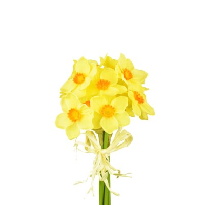 Faux Silk Yellow Orange Mini Daffodil 7 Stem Bundle 27cm/11 Inches ...
