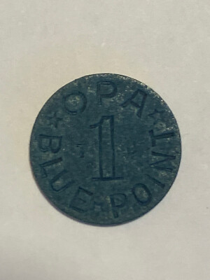 OPA Blue Point 1 WWII Ration Token - 1 token picked at random from lot ...