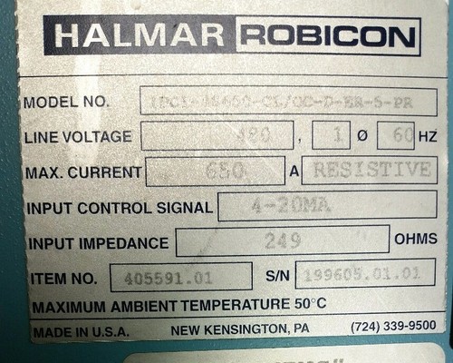 Halmar Robicon 1PCI-48650-cl/oc-d-ER-5-PR Power Controller 405591.01 ...
