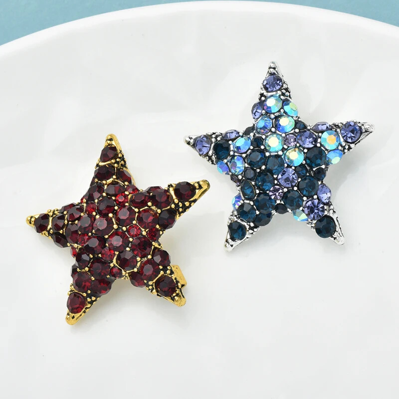 Shining Star Brooches Women Unisex Rhinestone Five-triangle Star Brooch ...