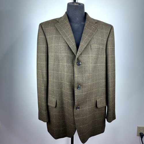 T Harris London Mens Blazer Sport Coat Size 44R Brown Window Pane ...