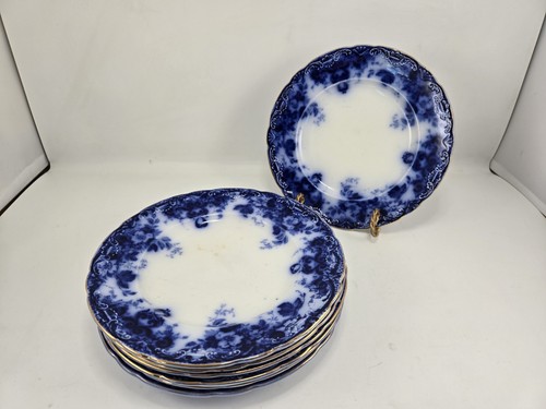 Set Of 7 Antique Flow Blue "Devon" Plates by Alfred Meakin, England | eBay