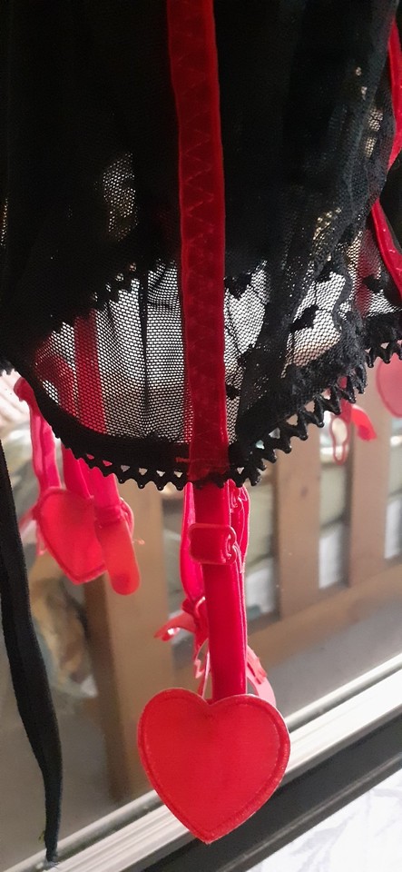 Fever Lingerie Queen Of Hearts Basque With Suspenders | eBay UK