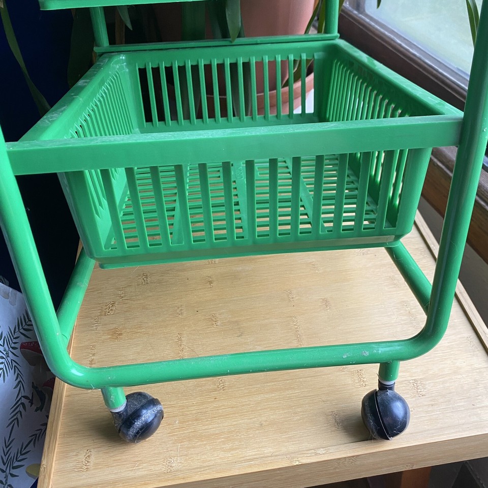 Ingrid Ltd Chicago MCM 1970/80s 3 Tiered Green Storage Bins Rolling ...