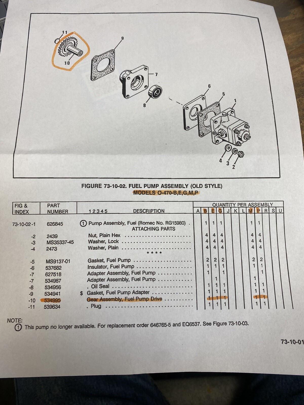 CONTINENTAL 534995,534952 FUEL PUMP GEAR GTSIO-520, TSIO-470, O-470 | eBay