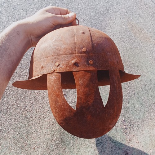 ANCIENT ROMAN IRON MILITARY HELMET WITH MASK ATTACHEMENT SUPER RARE | eBay