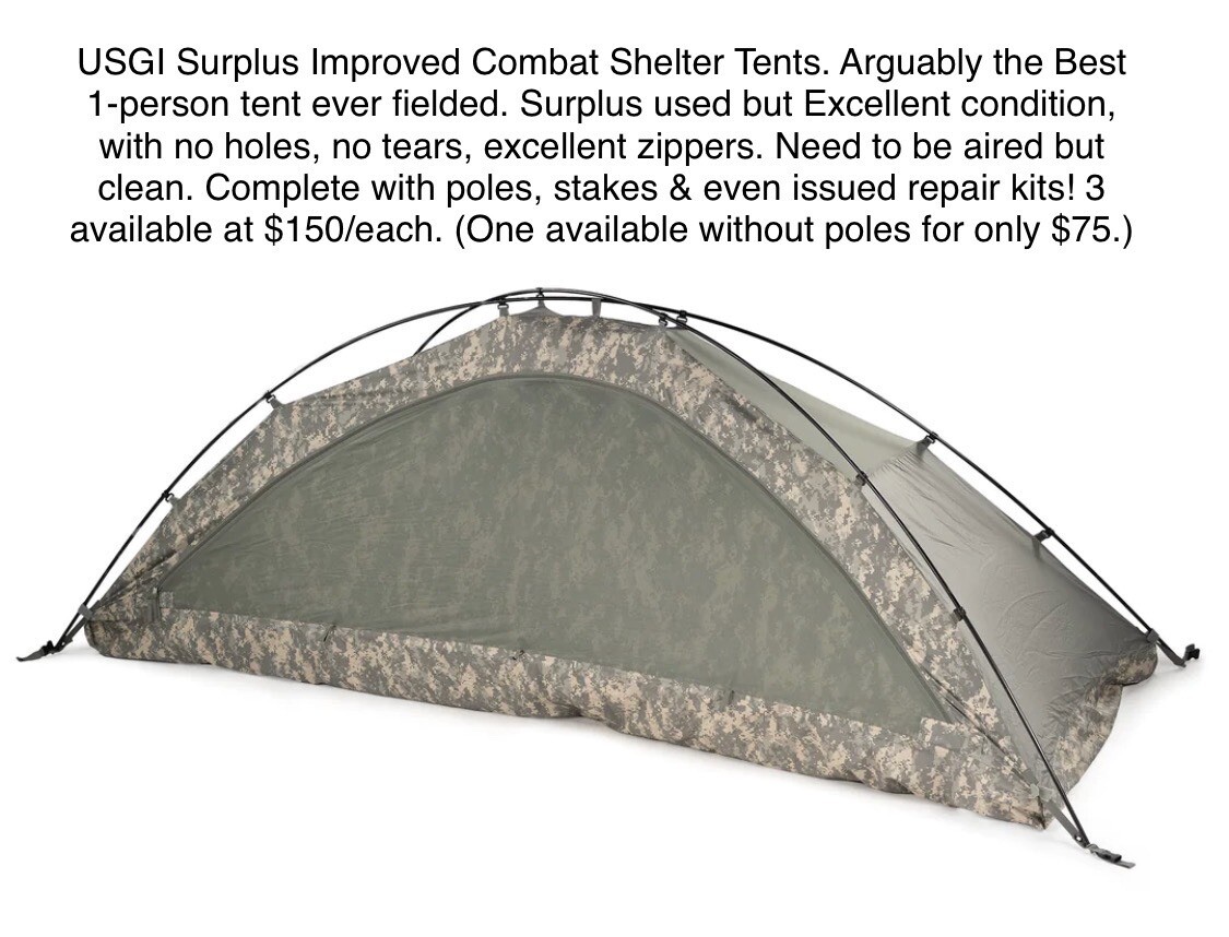 USGI SURPLUS Improved Combat Shelter Tent W/out Poles | eBay