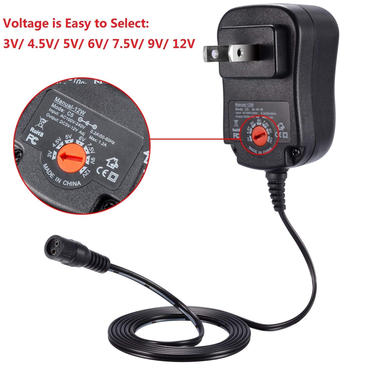 Universal Adjustable Voltage USB Port Power Supply AC/DC Adapter ...