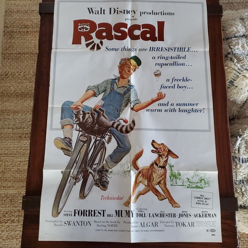 1969 WALT DISNEY Studios Movie Poster RASCAL 41 X 27 1 sheet 69/139 ...