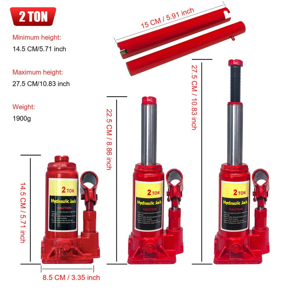 2 Ton Bottle Jack Car Auto Hydraulic Lifting Tool Carrying Case Jack ...