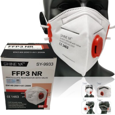 FFP3 NR Dust Mask Fold Flat Valved Protective Respirator Face ...