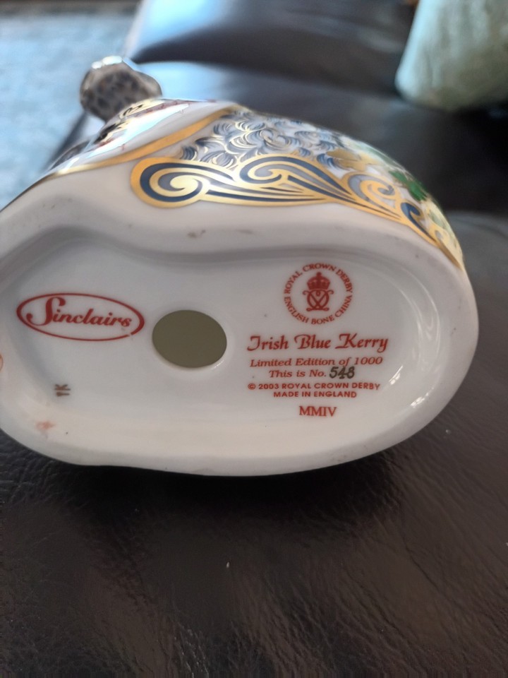 Royal Crown Derby Irish Blue Kerry Dog Figure | eBay UK