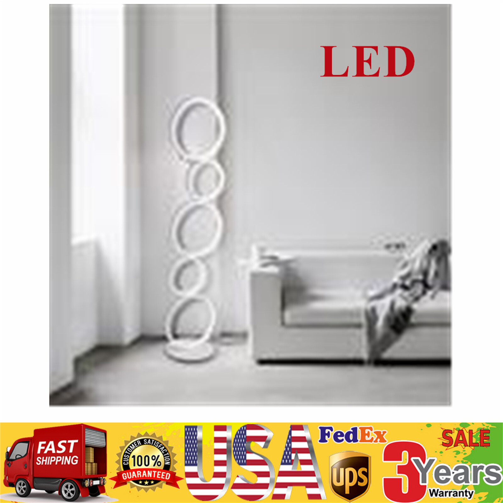 Modern 24W LED Floor Light Stand Lighting Reading Lamp Fixtures Living ...