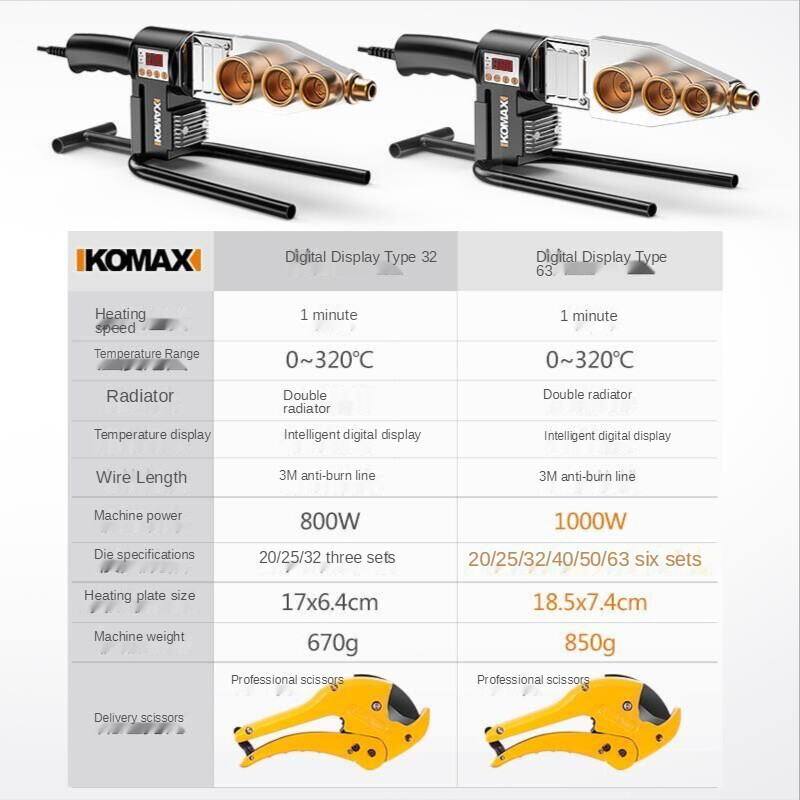 1000W 220V Water Pipe Fuser AC Plug Machine For Welding Pvc Tube Welder ...