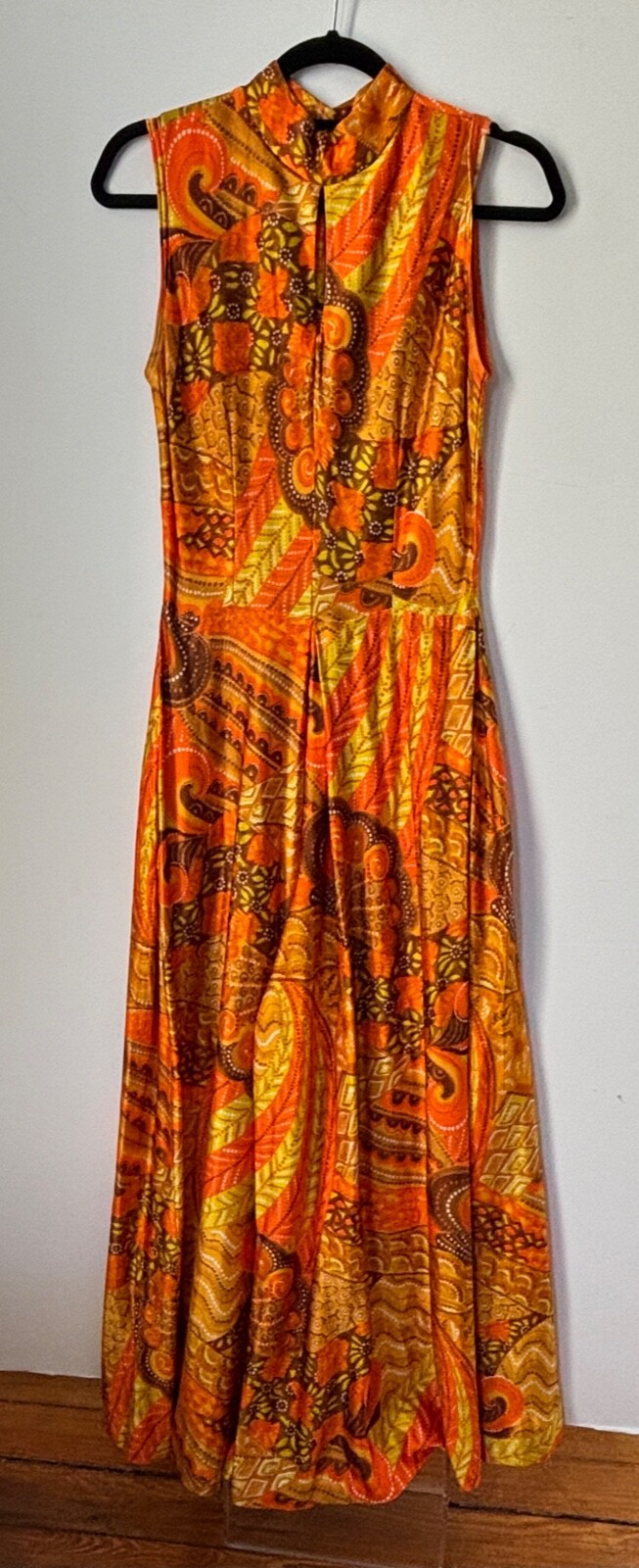 VTG 60'S MOD DISCO RHAPSODY&ROBES GOLD ORANGE PAISLY … - Gem