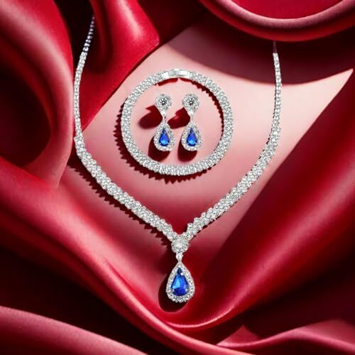 Silver Prom Jewelry Sets for Women Elegant Silver Crystal Wedding ...