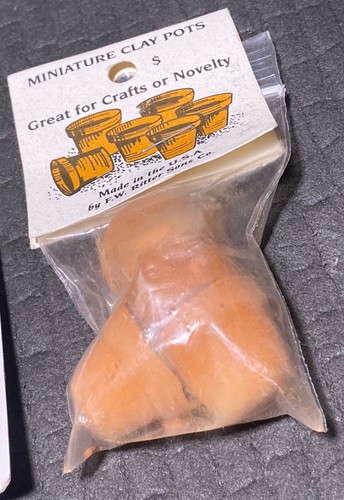 Darice Timeless Minis Dollhouse Miniature Red Metal Bucket & Clay Pots ...