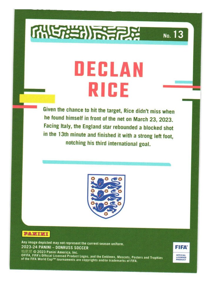 2023-24 Panini FIFA Donruss Soccer England Silver Declan Rice | eBay