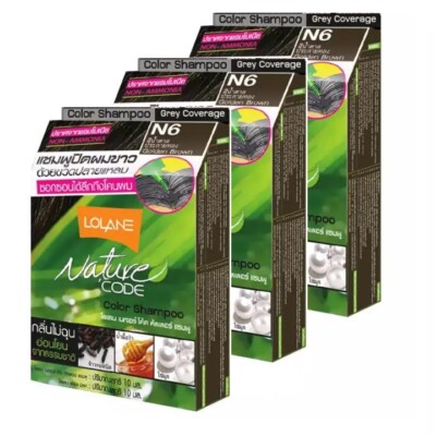 10ml Lolane Nature code N6 grey coverage golden brown color shampoo non-ammonia | eBay Australia