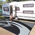RV Patio Mat 9x18 Black White Reversible Trailer Beach Camping Camper ...