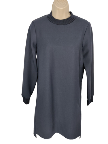 WOMENS COS EUR 34 UK 6 S NAVY PUFF LONG SLEEVE WOOL WORK SHIFT TUNIC ...