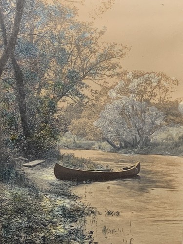 Charles R Higgins Hand Colored Platinum Photograph Signed Rustic Canoe ...