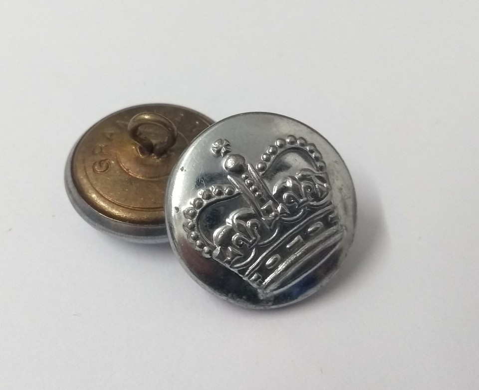 Genuine Vintage British Issue & Forces Silver Queens Crown Buttons X2 ...