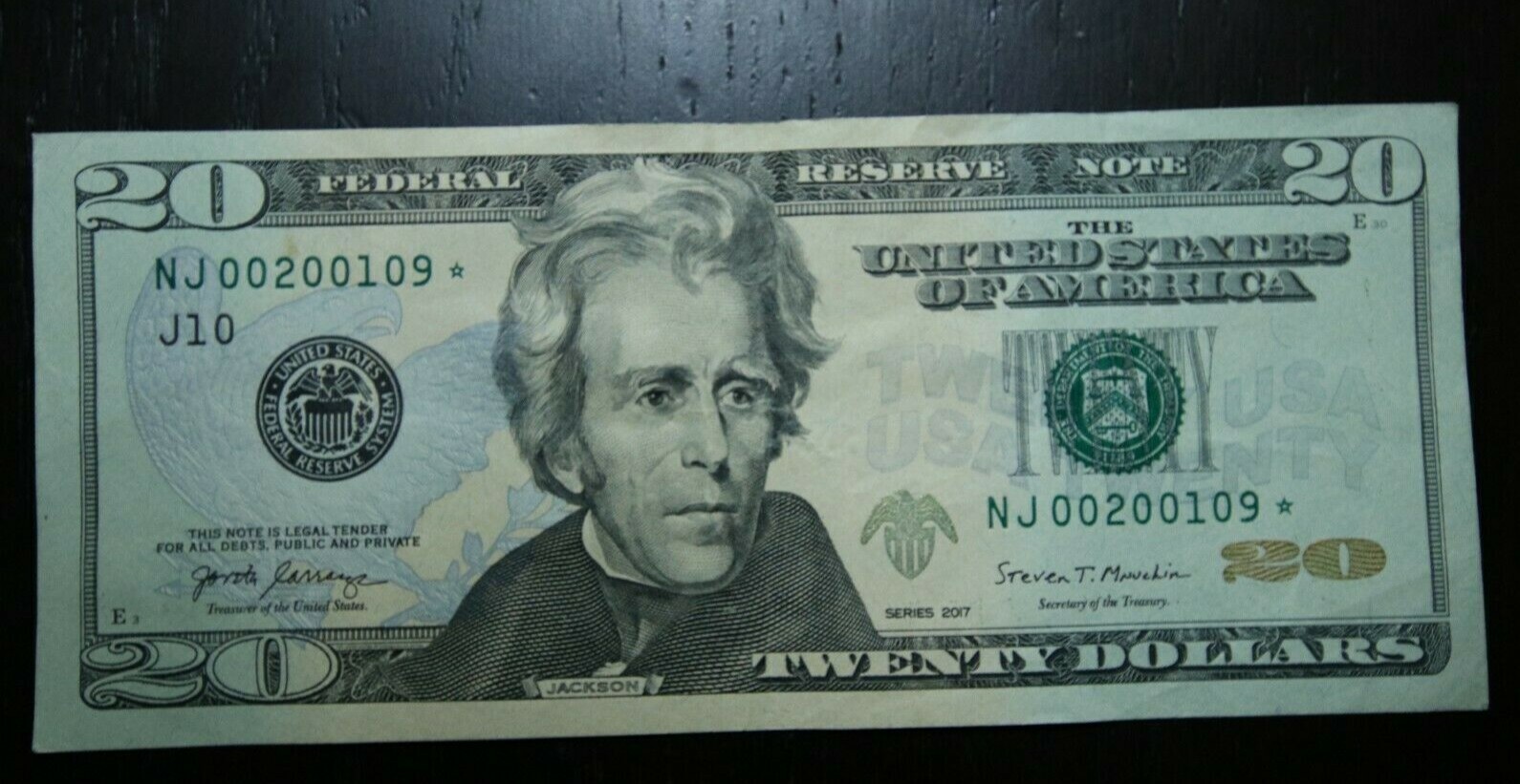 $20 TWENTY DOLLAR BILL STAR NOTE ULTRA RARE - 2017 NJ00200109 320k ...