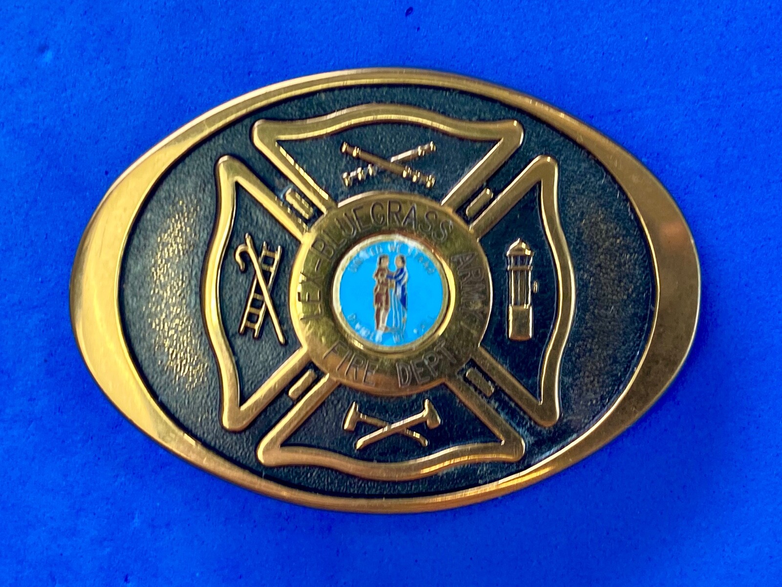 Lex Bluegrass Army Fire Dept belt buckle Fireman Figh… - Gem