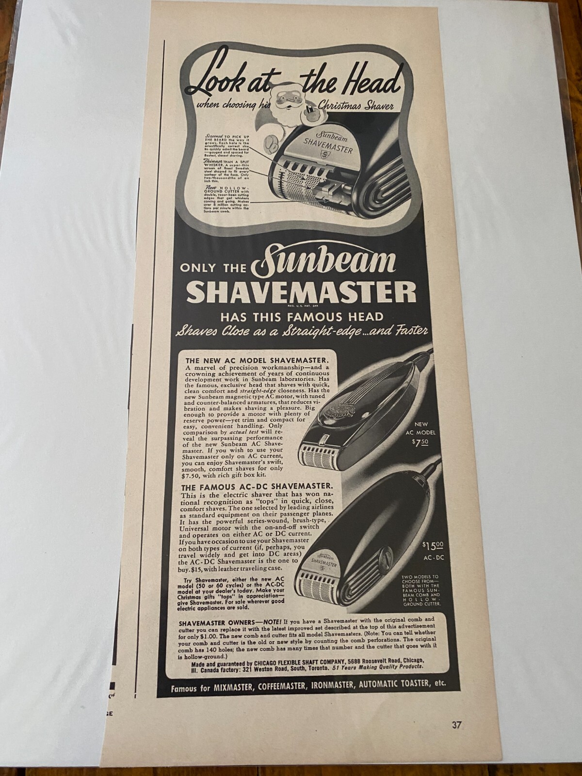 Vintage 1939 Sunbeam Shavemaster Electric Razor Look At The Head ...