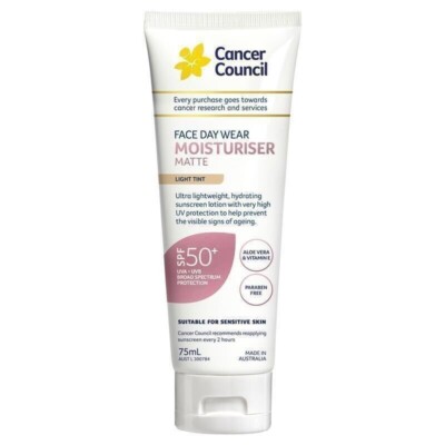 Cancer Council SPF 50+ Day Wear Face Matte Light Tint 75ml Tube | eBay