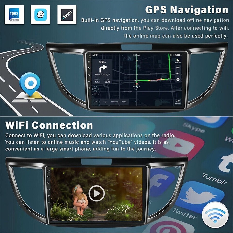 Upgraded Head Unit Radio Car for Honda CRV 2012-16 Wireless Fit for ...