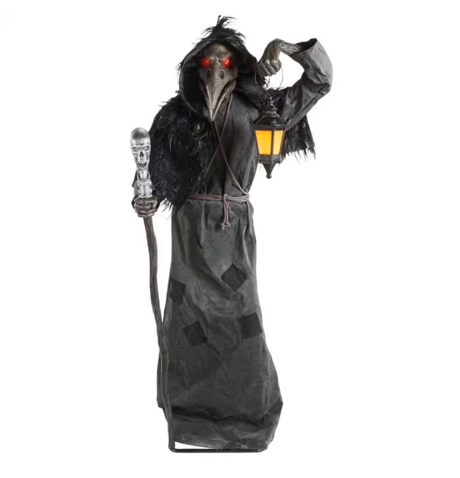 6.5 ft. Gruesome Grounds Animated LED Raven Halloween Prop Yard Decor ...