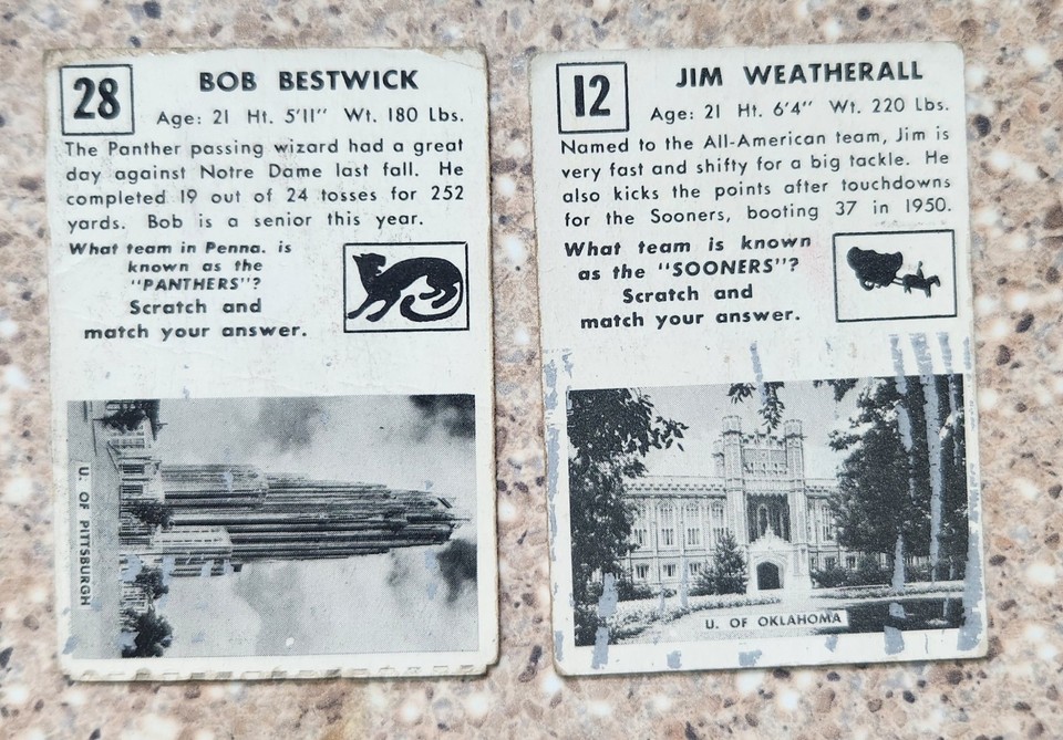 Lot of 14 1951 Topps Magic Football Cards Lou D'Achille Jim Weatherall ...