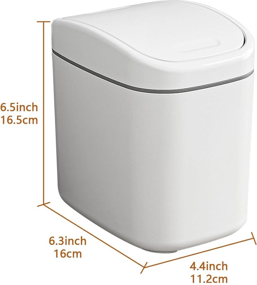 Plastic Countertop Waste Bin with Flip-Up Lid 6.3x4.4x6.5 inch Small ...
