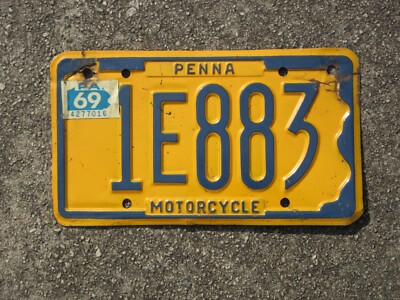 1969 Pennsylvania Motorcycle License Plate PA Penna 1E883 | eBay