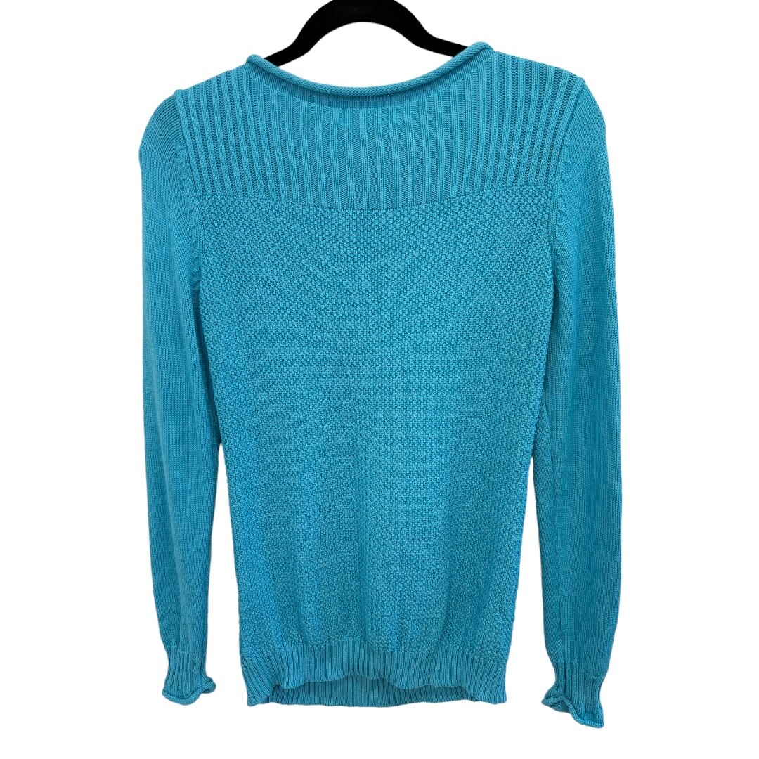 Calvin Klein Long Sleeve Cotton Blend Knit Turquoise Sweater Size Small ...