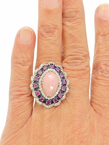 HSN Colleen Lopez Sterling Silver Pink Opal, Rhodolite & White Topaz ...