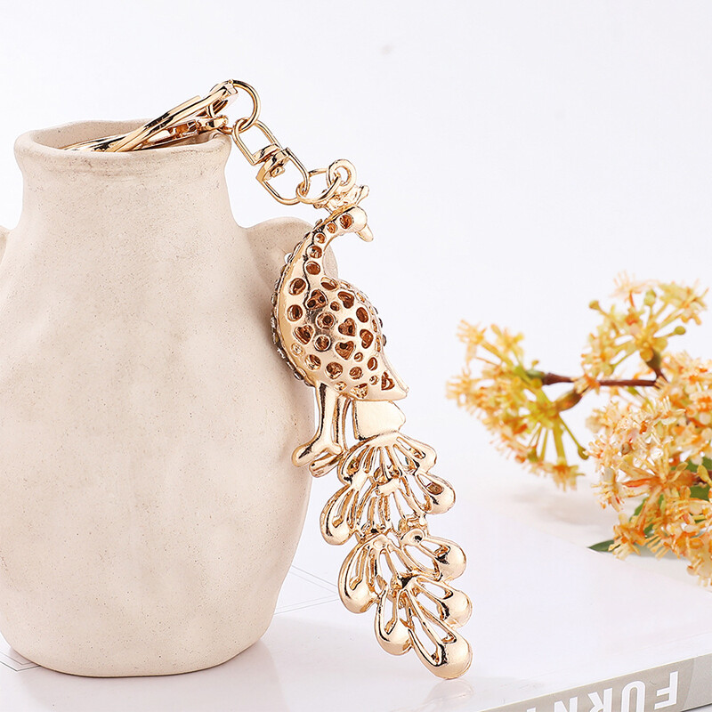 Bling Rhinestone KeyChain Elegant Colorful Peacock Keychain Peafowl ...