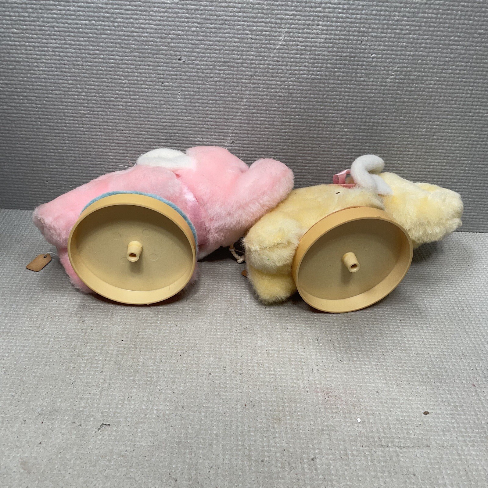 Vintage Musical Elephants Rotating Plush Windup pink yellow 8” lot of 2 ...