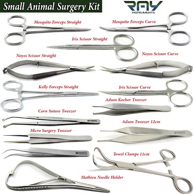 Microsurgery Instruments Kit Small Animal Surgical Scissors Forceps ...