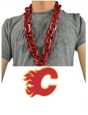 New NHL Calgary Flames BIG Fan Chain Red Necklace 3D Foam | eBay