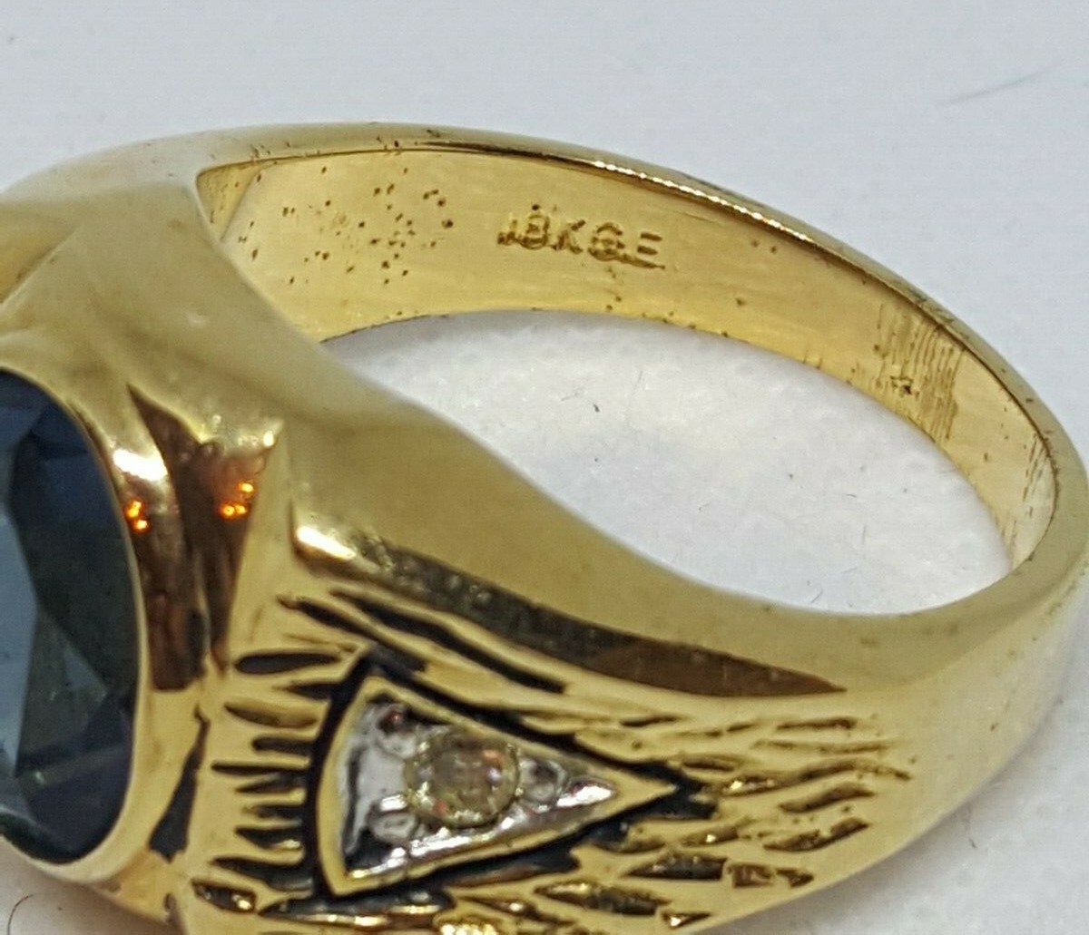 Men's Gold Size 12 18K GE Ring Blue Stone 18K Electroplated Ring | eBay