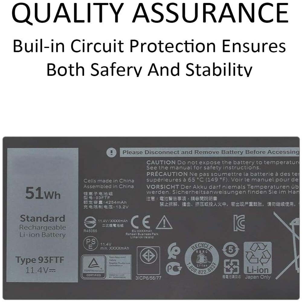 93FTF D4CMT Battery for Dell Latitude 5280 5290 5288 5591 5495 E5480 ...