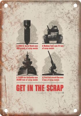 Scrap Metal WWII Propaganda Poster 12" X 9" Reproduction Metal Sign ...