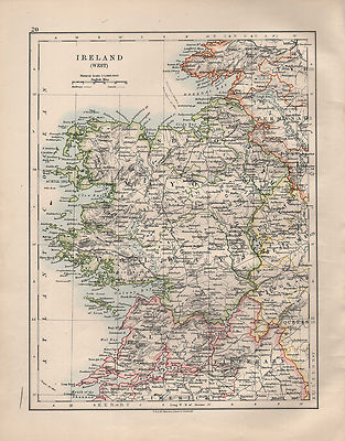 1914 MAP ~ IRELAND WEST ~ GALWAY MAYO CLARE TIPPERARY | eBay