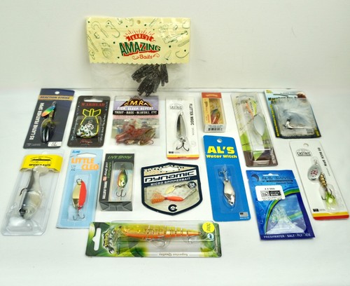 Mixed Lot of Fishing Tackle - New in Packages 16 Lures, Hooks, Spoons ...