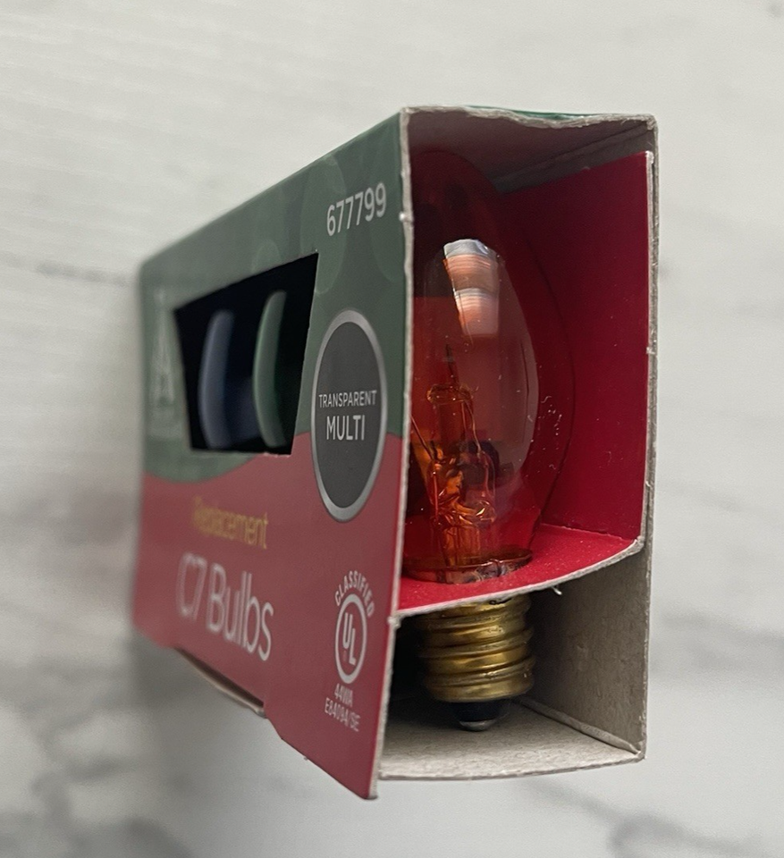 (4 Pack) MULTI COLOR Transparent C-7 Light Bulbs 5 Watt Holiday ...